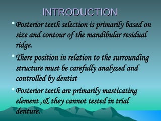 POSTERIOR TEETH SELECTION NEW for teeth arrangement | PPT