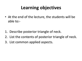 Posterior triangle of the neck | PPTX