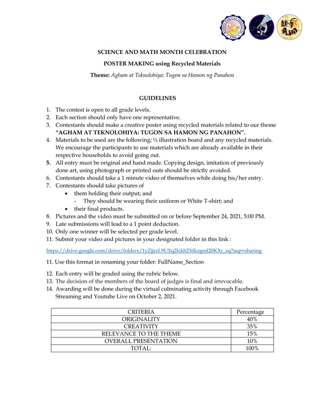 Poster making guidelines and rubric | PDF