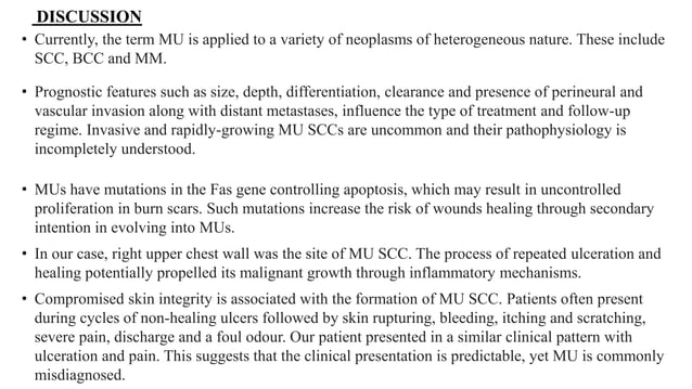 A CASE OF MARJOLIN’S ULCER OF CHEST WALL : A RARE ENTITY | PPTX