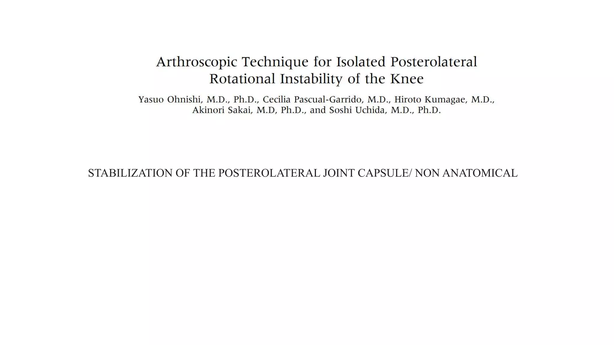 Posterolateral corner knee injuries | PPTX