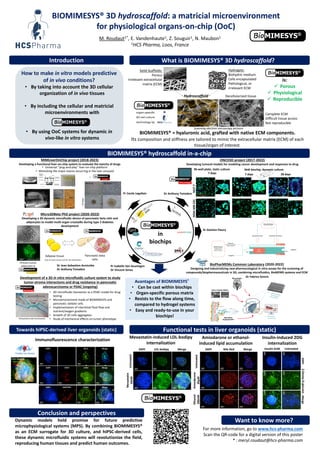 Poster - BIOMIMESYS® 3D hydroscaffold a matricial microenvironment for ...