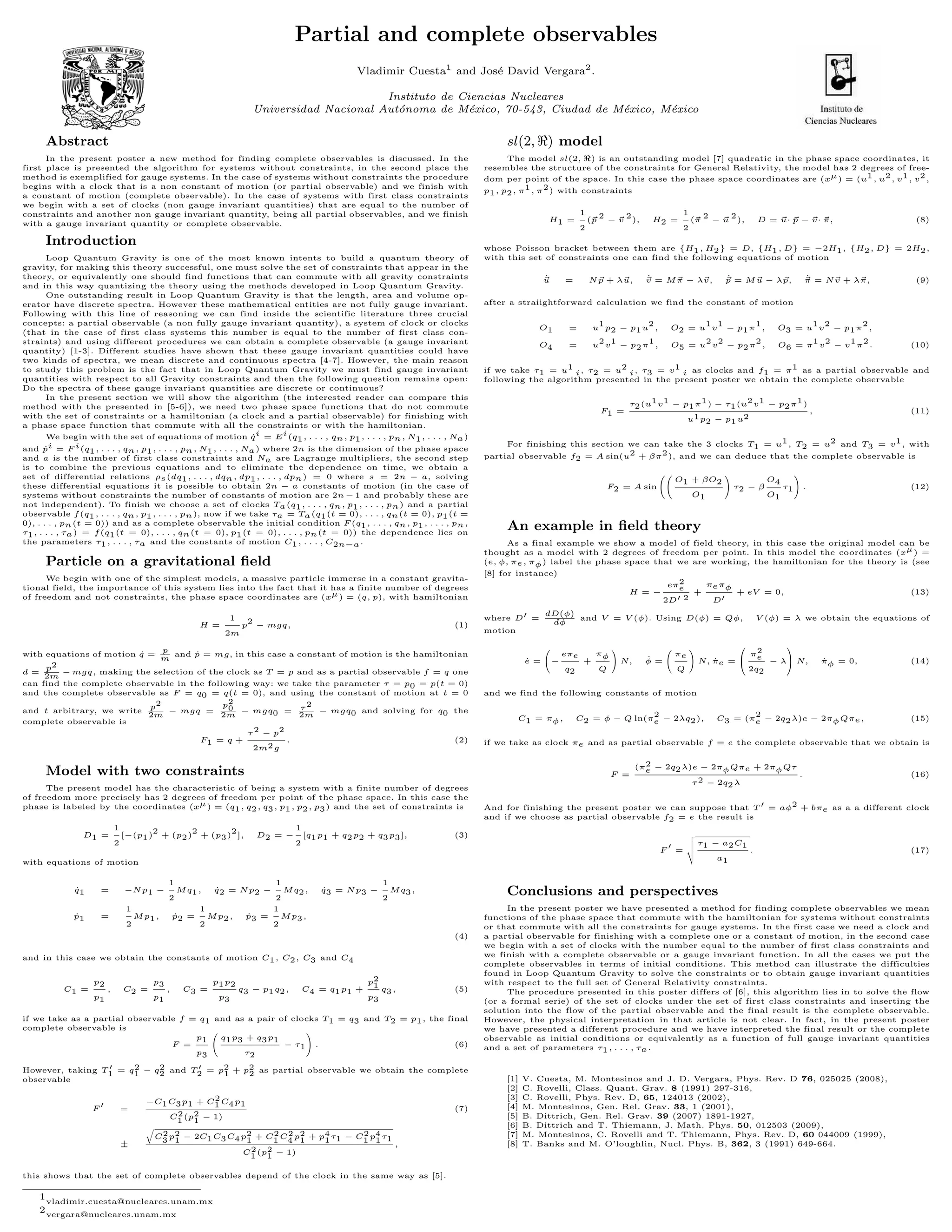 Poster Partial And Complete Observables | PDF | Physics | Science