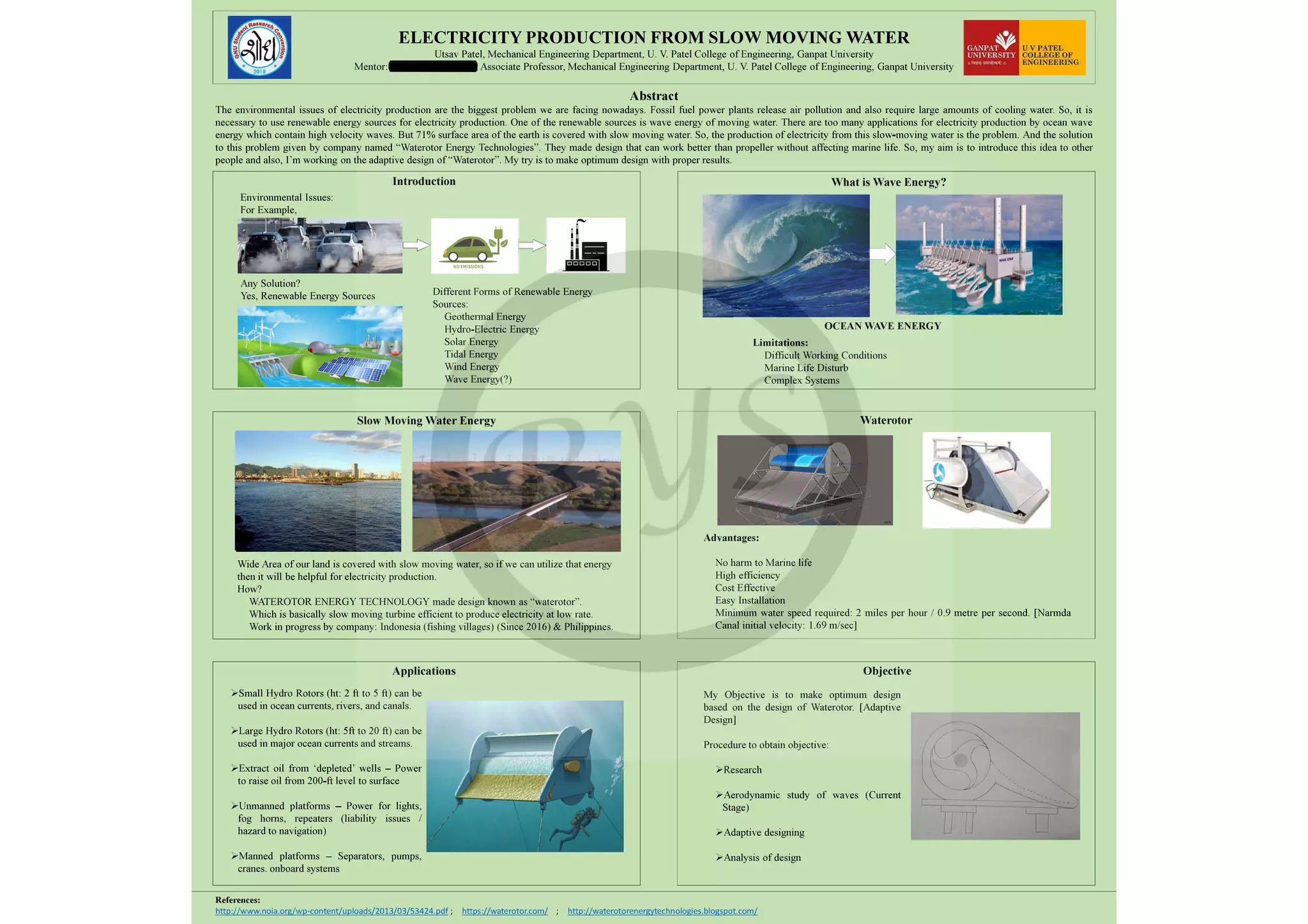 Electricity Production from Slow Moving Water - Poster Presentation | PPT