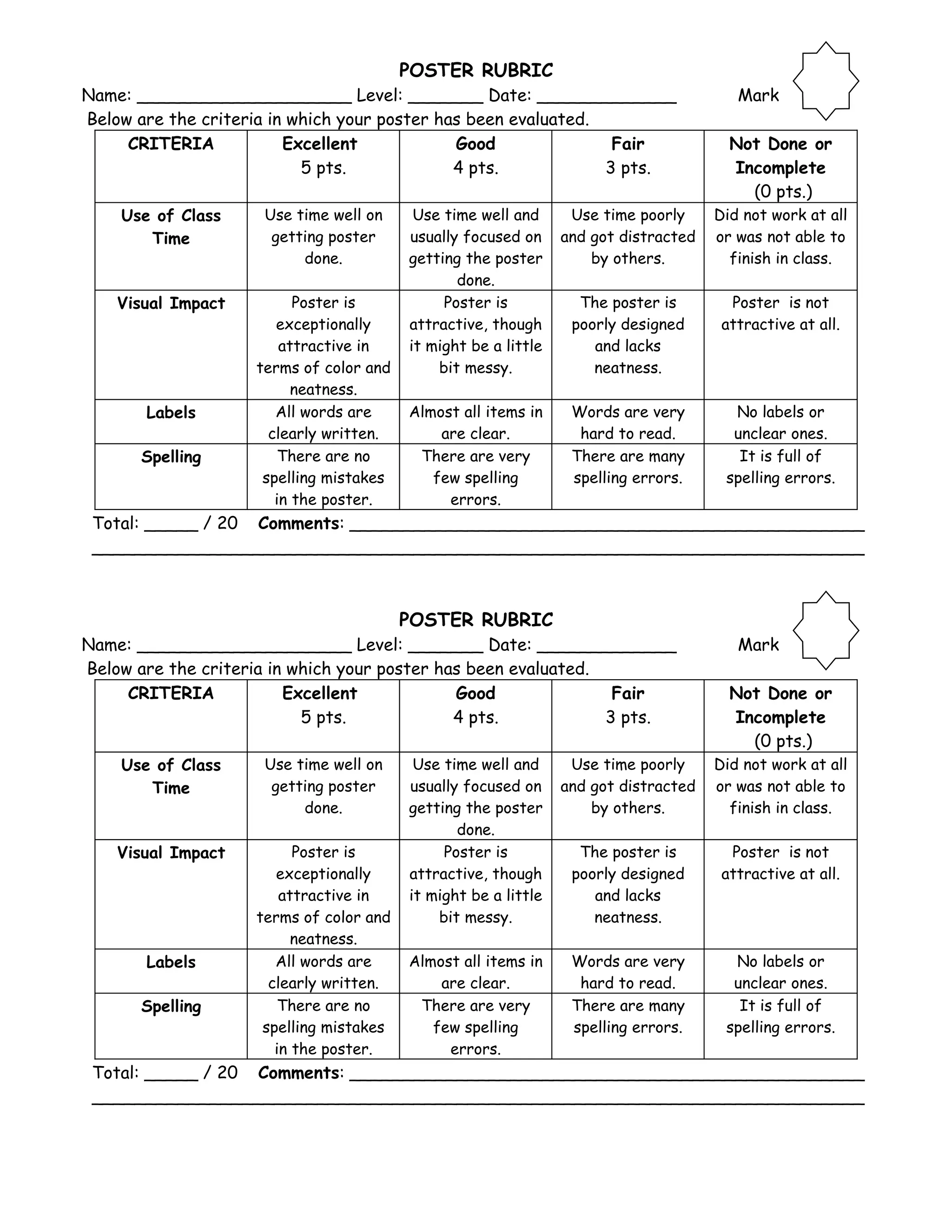 Poster rubric | DOC