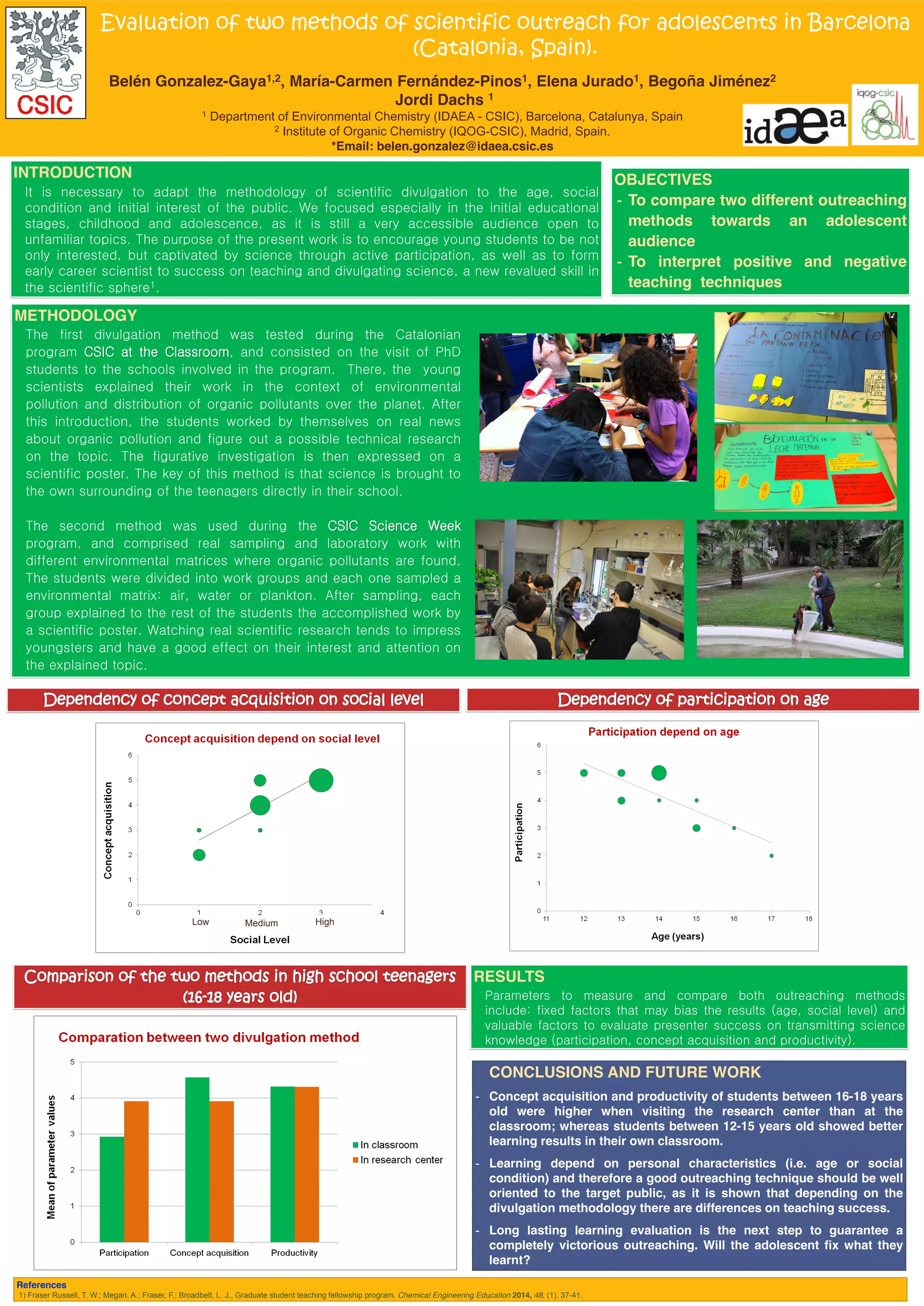 Poster SETAC 2014 Evaluation of two methods of scientific outreach for ...