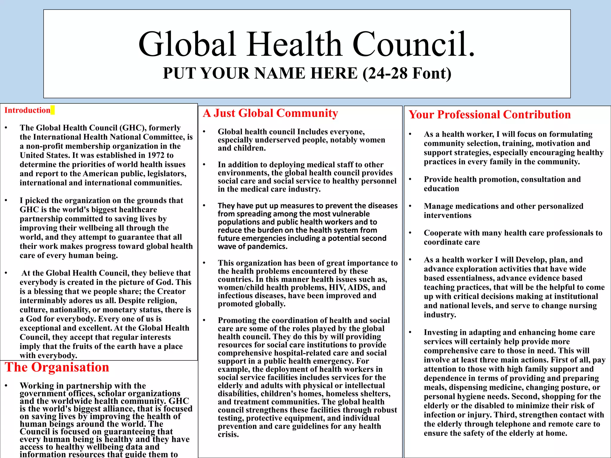 Poster template for global health council edited | PPTX | Infectious ...