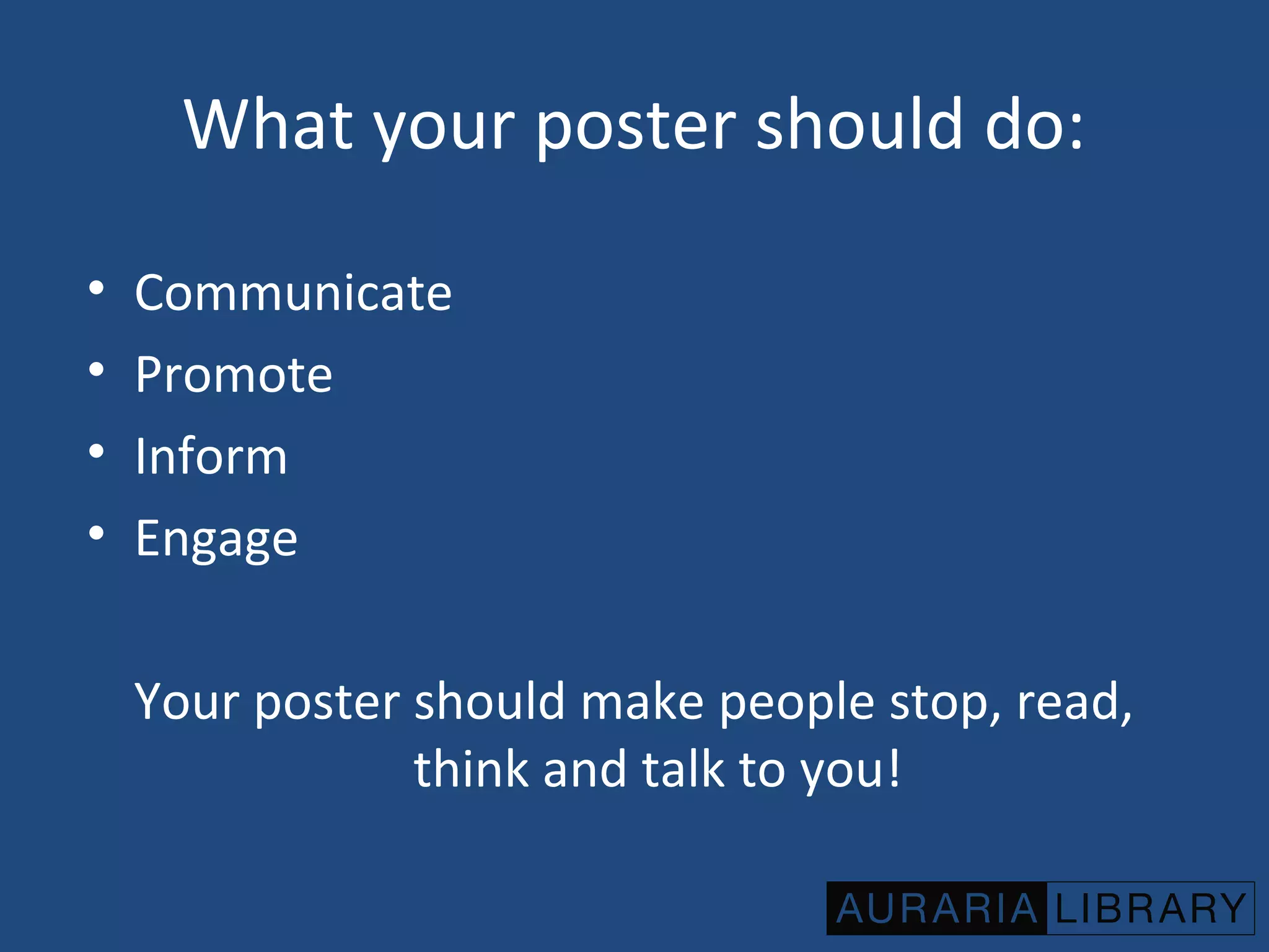 Posterworkshop Auraria Library | PPT