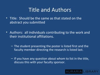 Posterworkshop Auraria Library | PPT