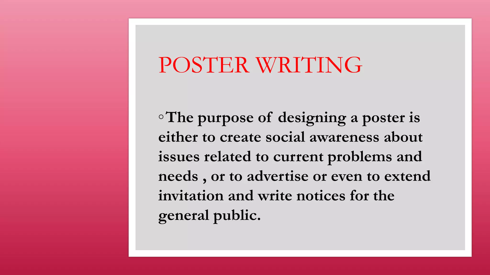 Poster writing [autosaved] | PPTX