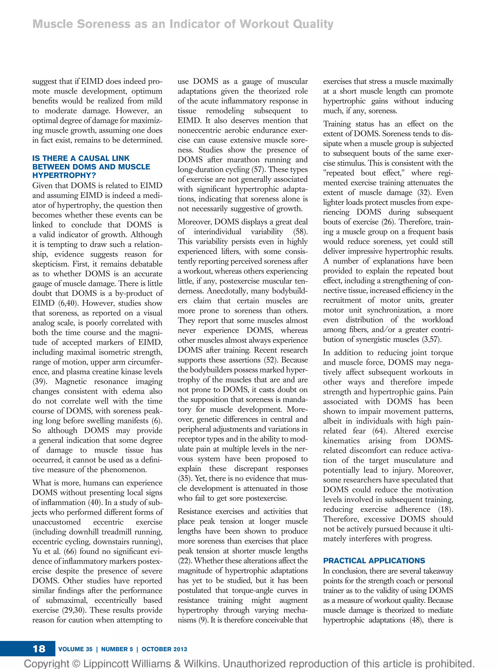 Is Postexercise muscle soreness a valid indicator of muscular ...