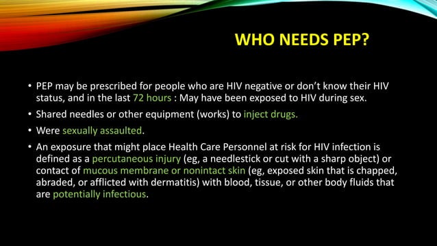 Post exposure prophylaxis of hiv | PPTX | Infectious Diseases ...