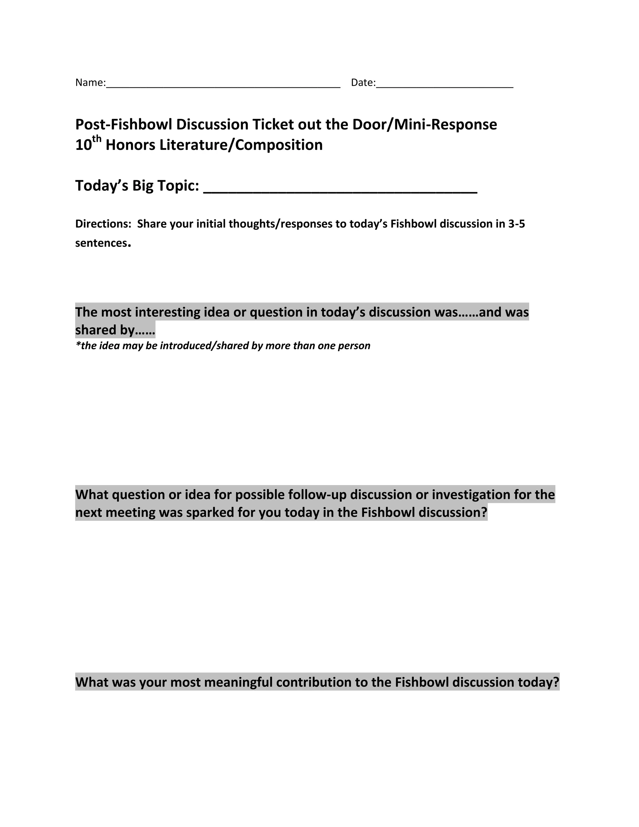 Post fishbowl discussion reflections | PDF