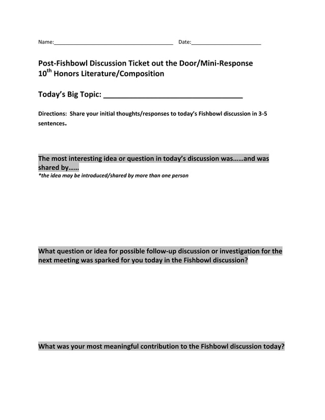 Post fishbowl discussion reflections | PDF