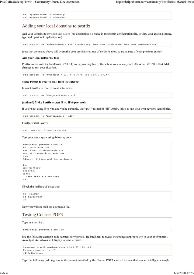 Postfix, Imap e Pop3 | PDF