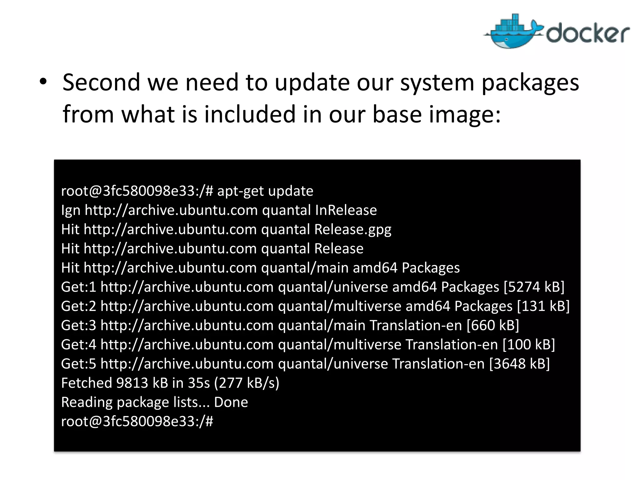 Installing and running Postfix within a docker container from the command line | PPTX