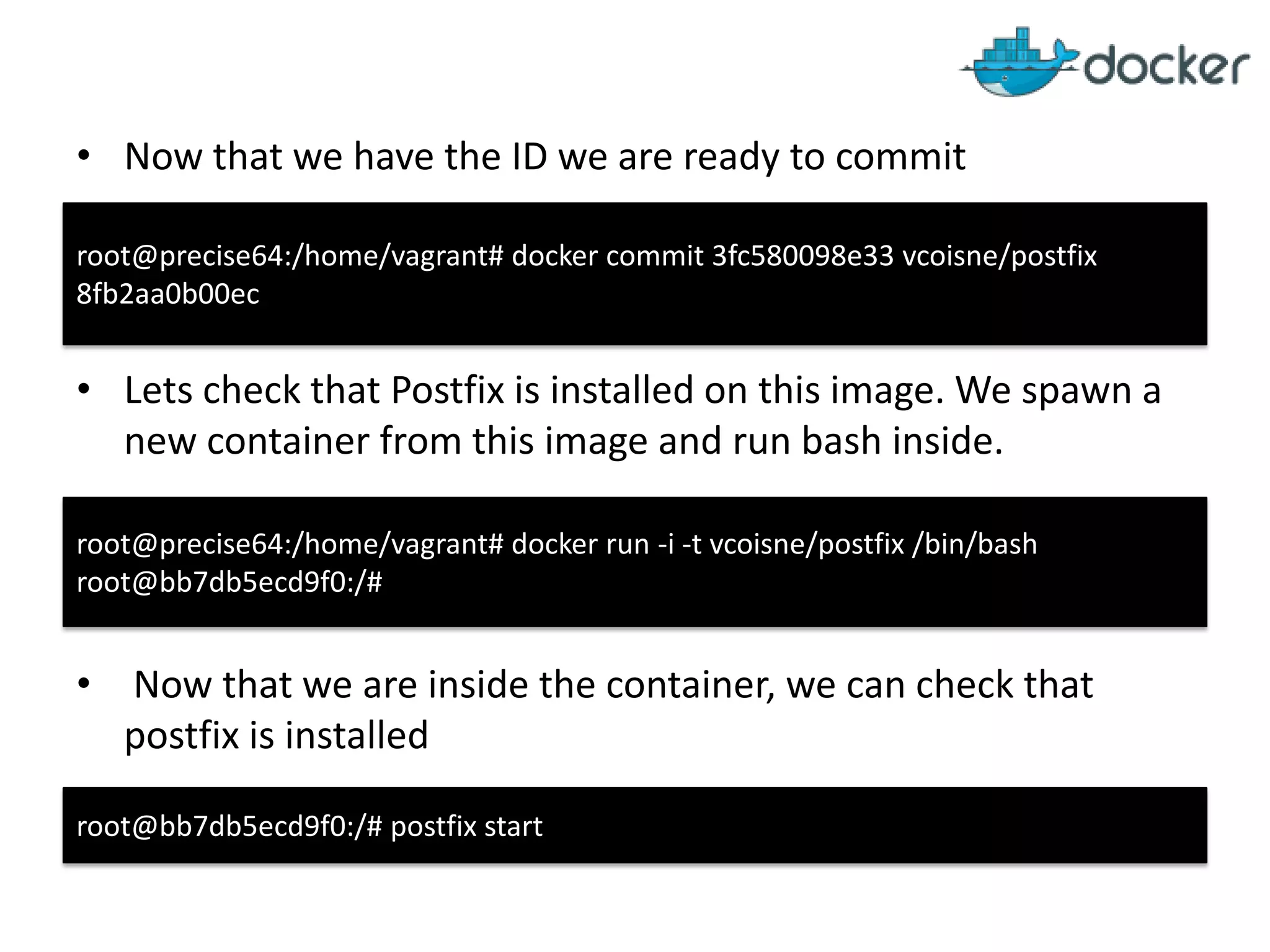 Installing and running Postfix within a docker container from the command line | PPTX