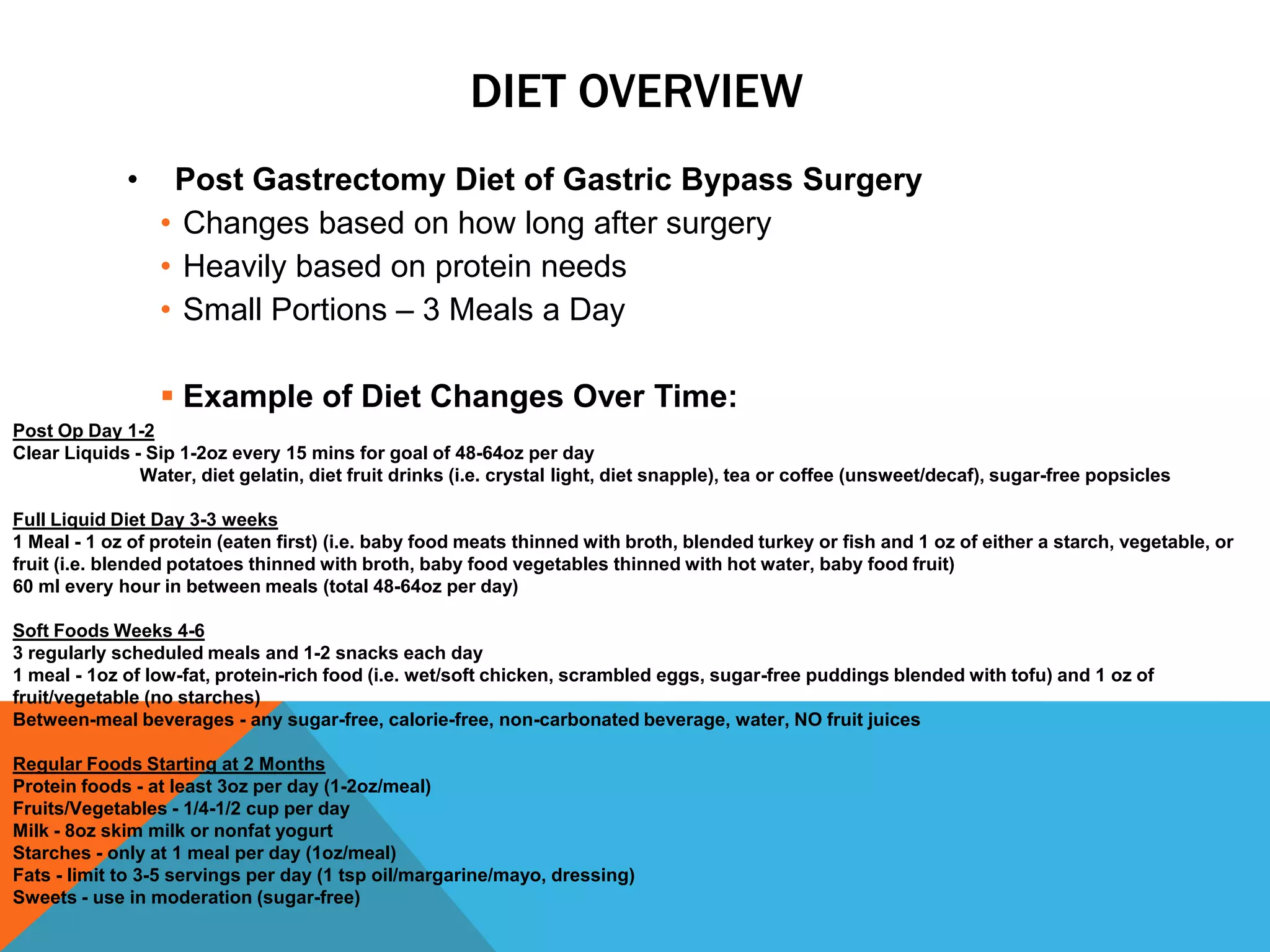 Post gastrectomy diet for gastric bypass surgery powerpoint2 | PPTX