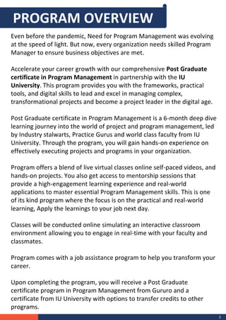 Post graduate certificate in program management gururo iu | PDF