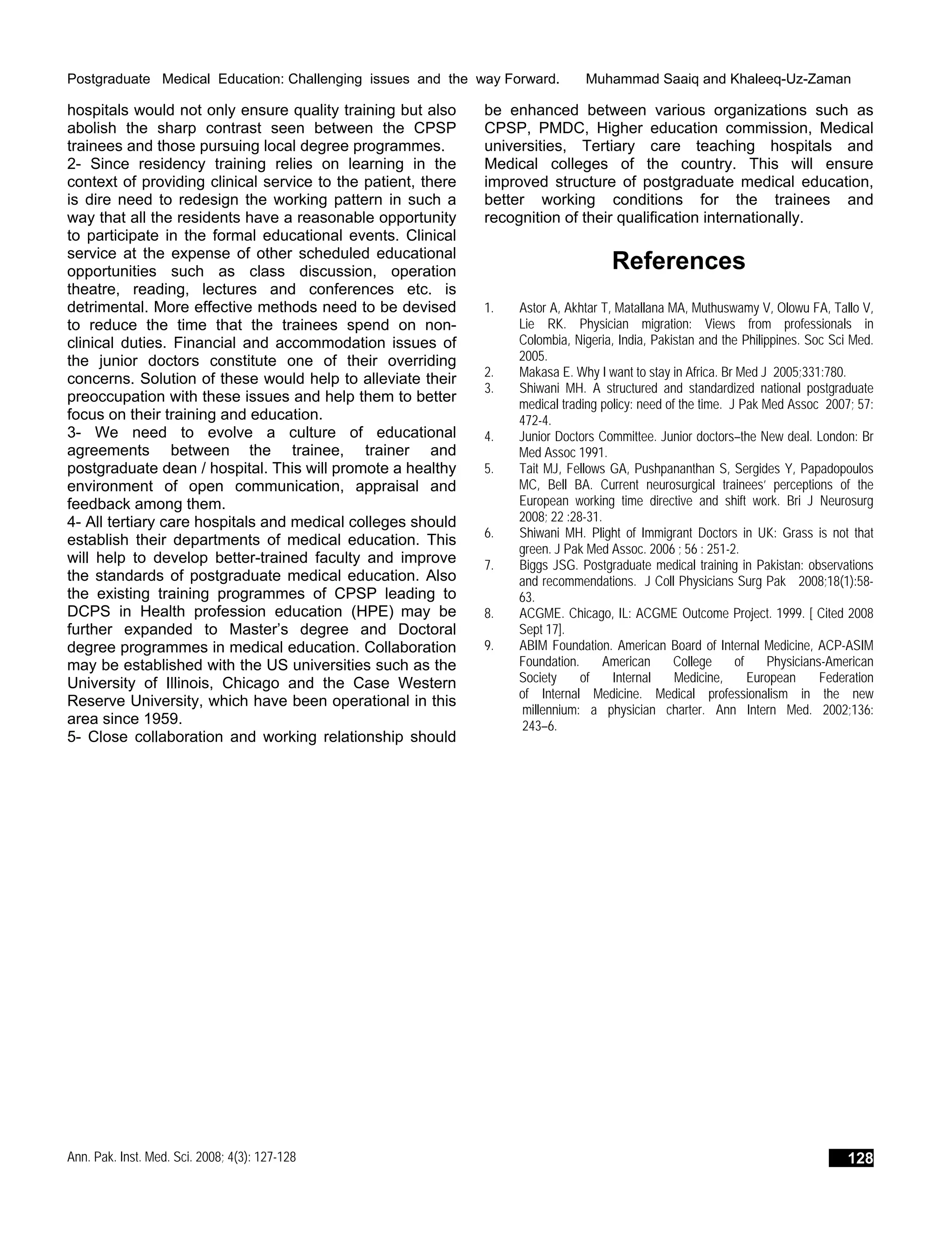 Postgraduate medical education in pakistan | PDF