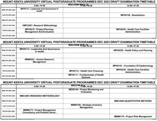POSTGRADUATE VIRTUAL DRAFT EXAM TIMETABLES - DEC 2023.pdf timetable ...