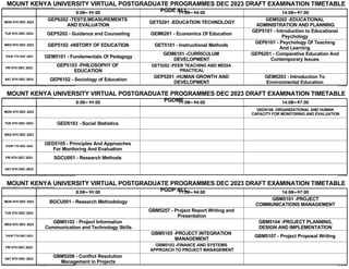 POSTGRADUATE VIRTUAL DRAFT EXAM TIMETABLES - DEC 2023.pdf timetable ...
