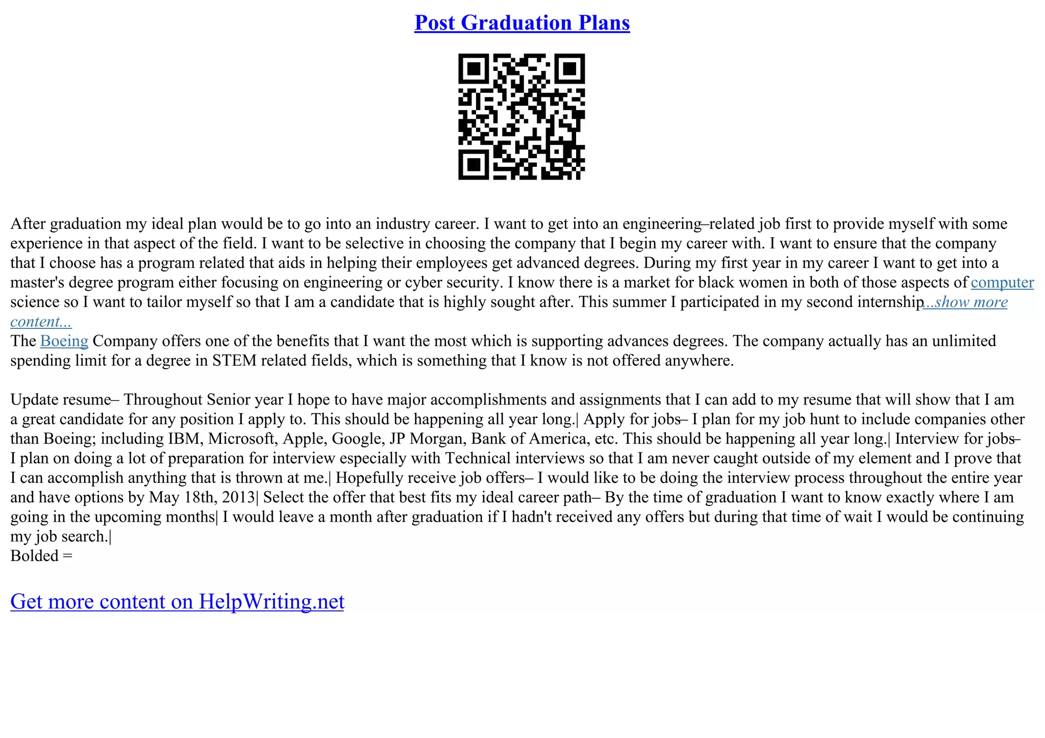 Post Graduation Plans | PPT