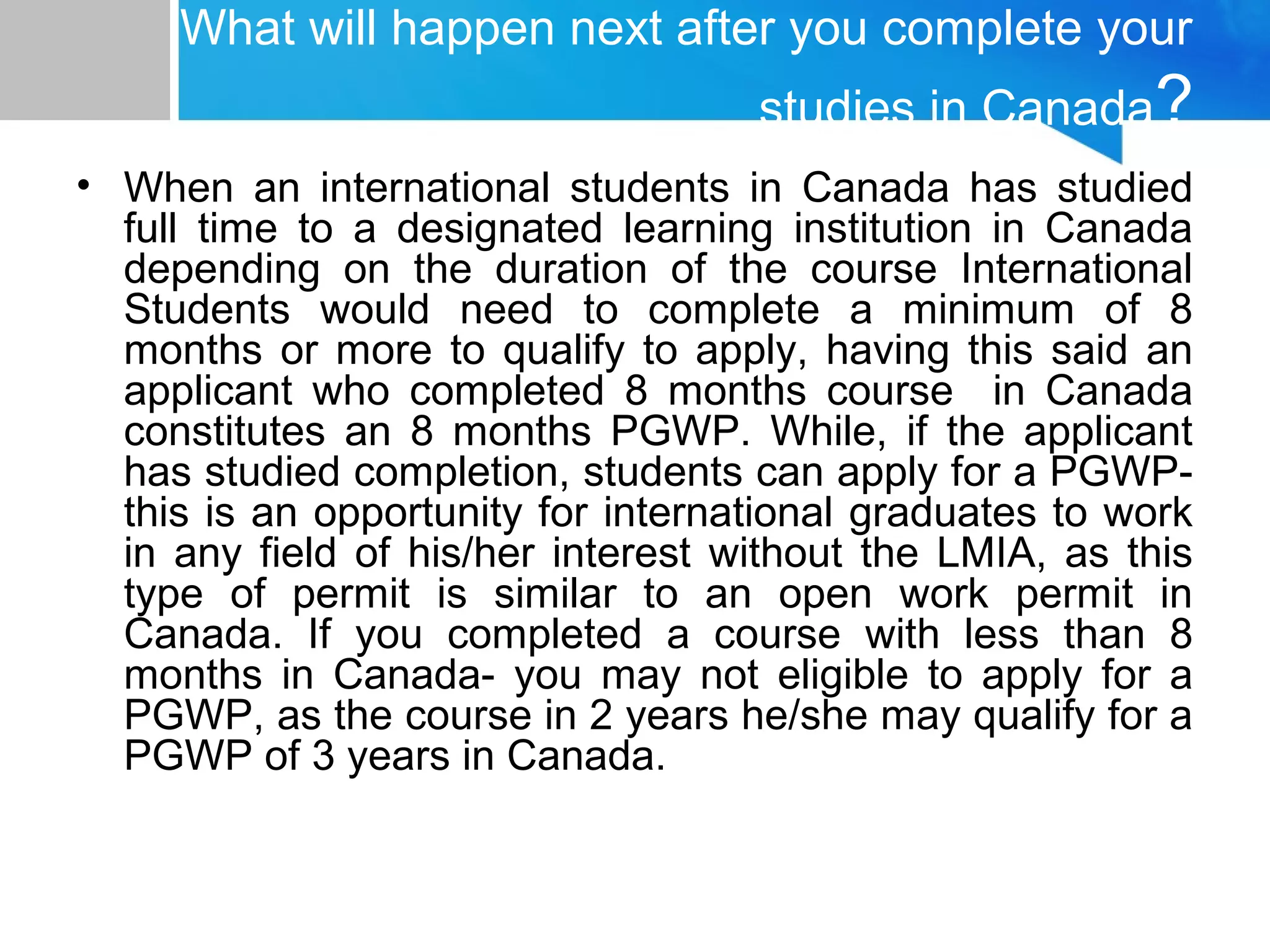 Post graduation work permit in canada | PPT
