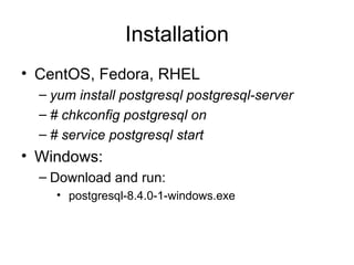 A brief introduction to PostgreSQL | PPT | Databases | Computer Software and Applications