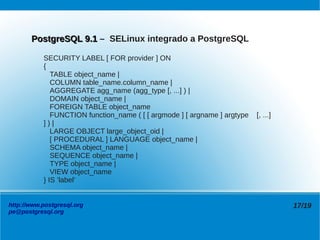 Presentación de Postgresql 9.1 | PDF