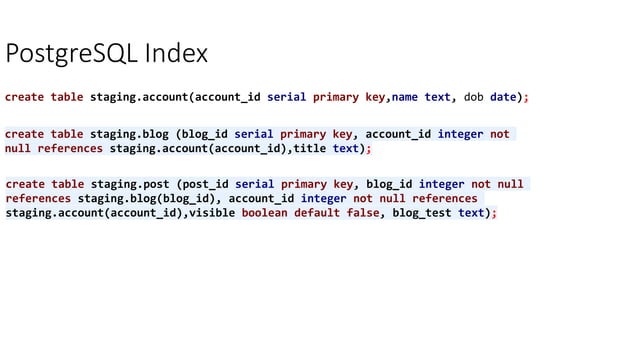 Postgre sql index | PPT