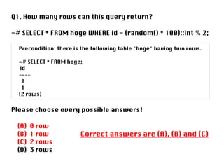 PostgreSQL Quiz | PDF