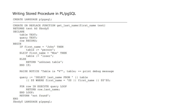 Postgresql Stored Procedure Ppt