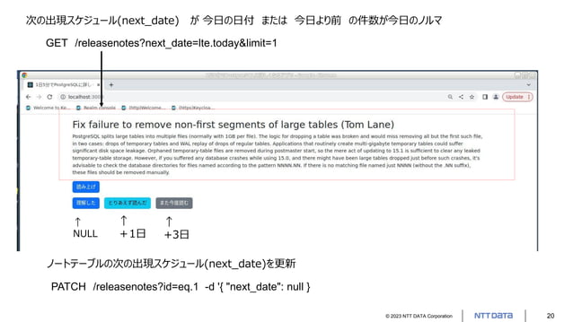 1日5分でPostgreSQLに詳しくなるアプリの開発 ～PostgRESTを使ってみた～（第38回PostgreSQLアンカンファレンス@オンライン 発表資料） | PDF ...