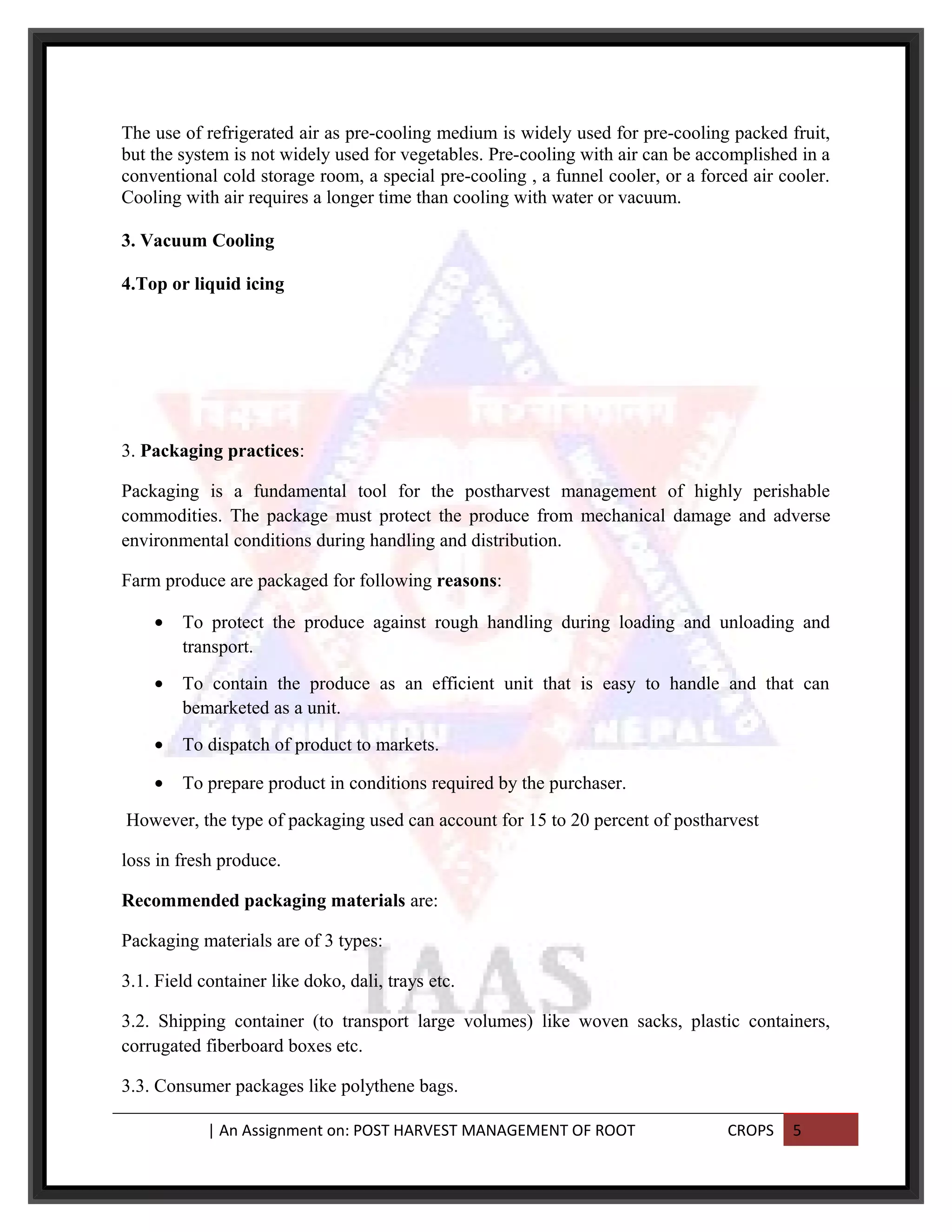 Post harvest management of root crops | DOC