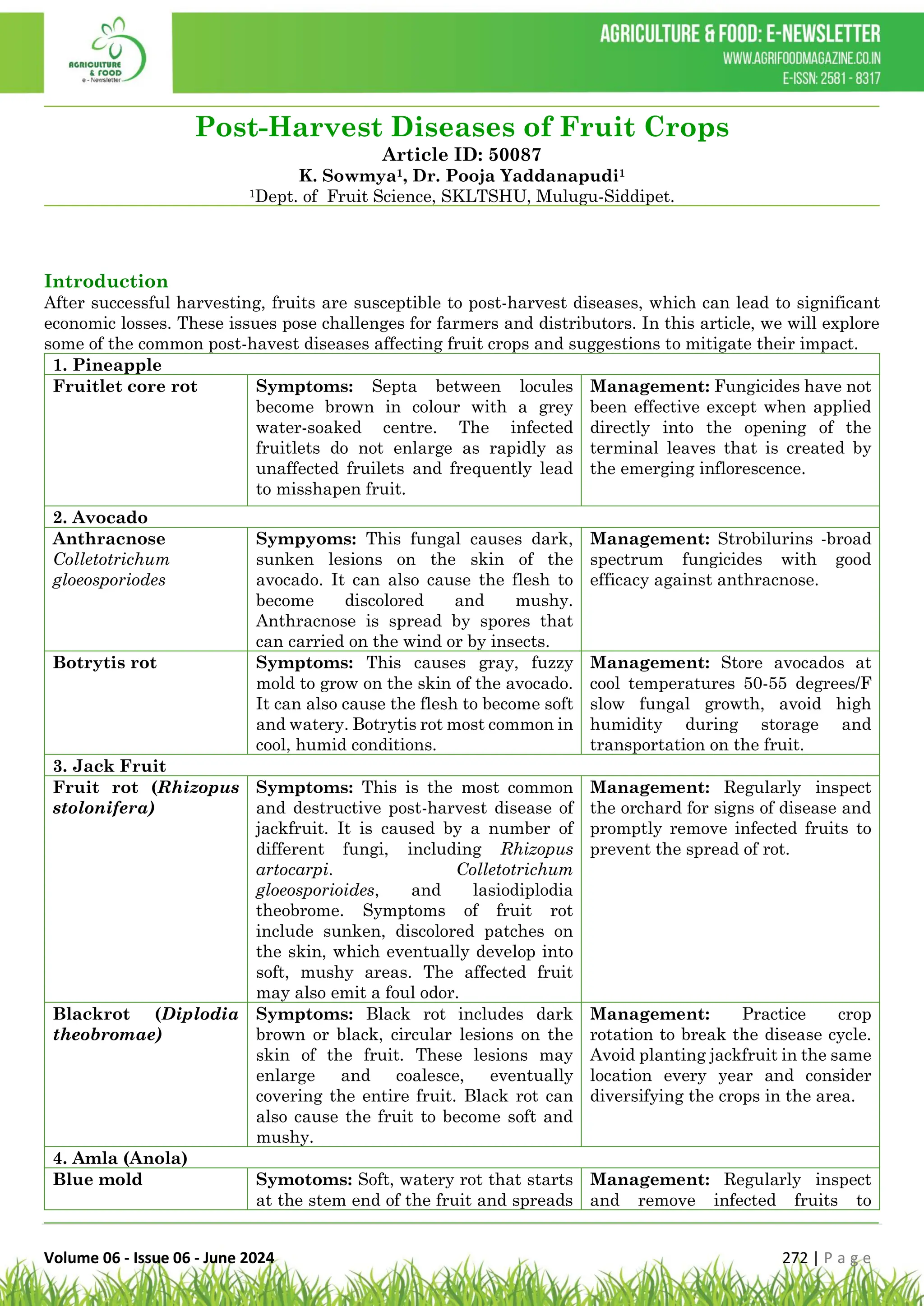 Postharvest diseases of fruit crops. pdf | PDF