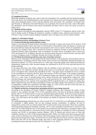 Postharvest loss assessment of commercial horticultural crops in south wollo, ethiopia ...