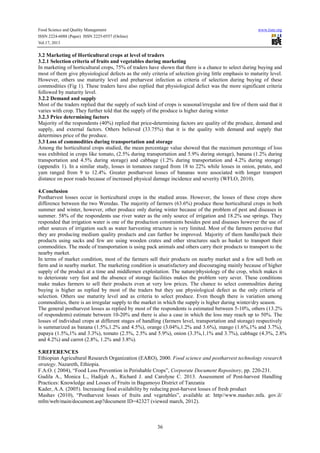 Postharvest loss assessment of commercial horticultural crops in south wollo, ethiopia ...