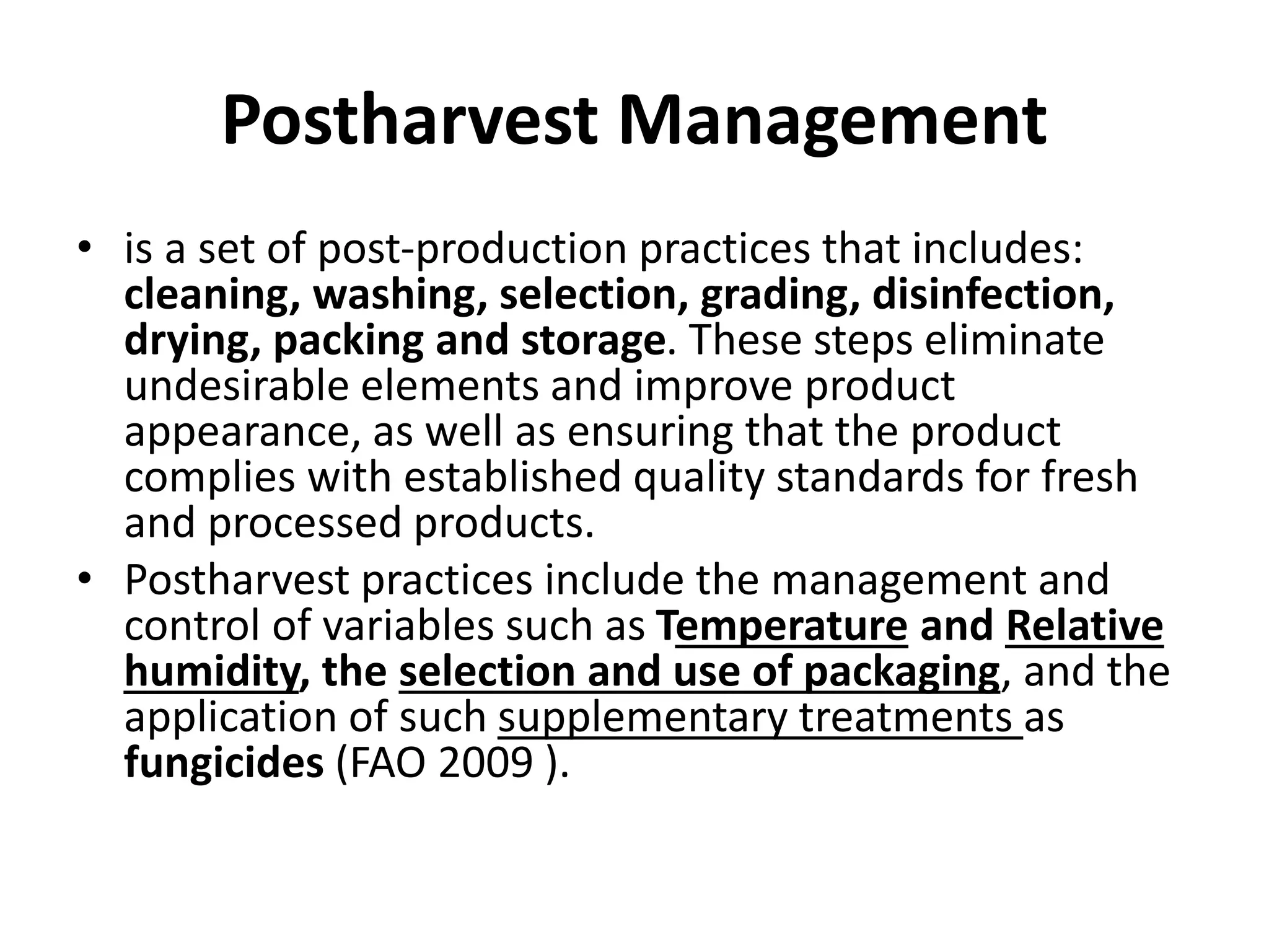 Postharvest Management of Fruits & Vegetables | PPTX