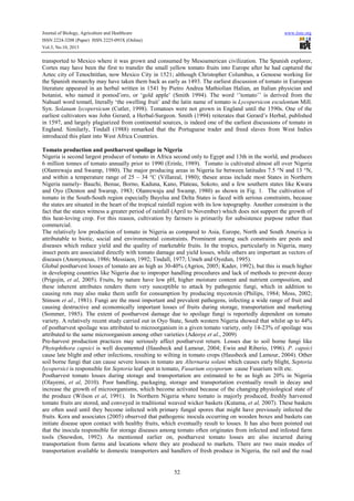 Postharvest spoilage of tomato (lycopersicon esculentum mill.) and ...