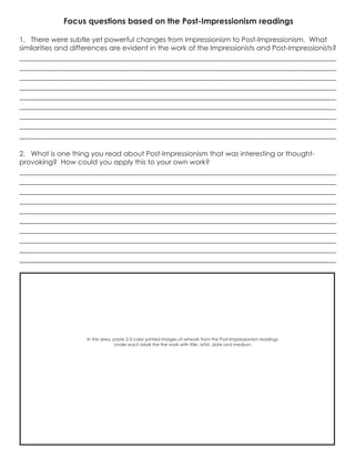 Post impressionismarthistoryassignment | PDF
