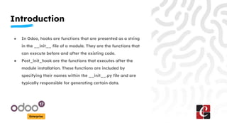 Post init hook in the odoo 17 ERP Module | PPTX