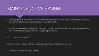 Post insertion instructions in complete denture patients | PPTX