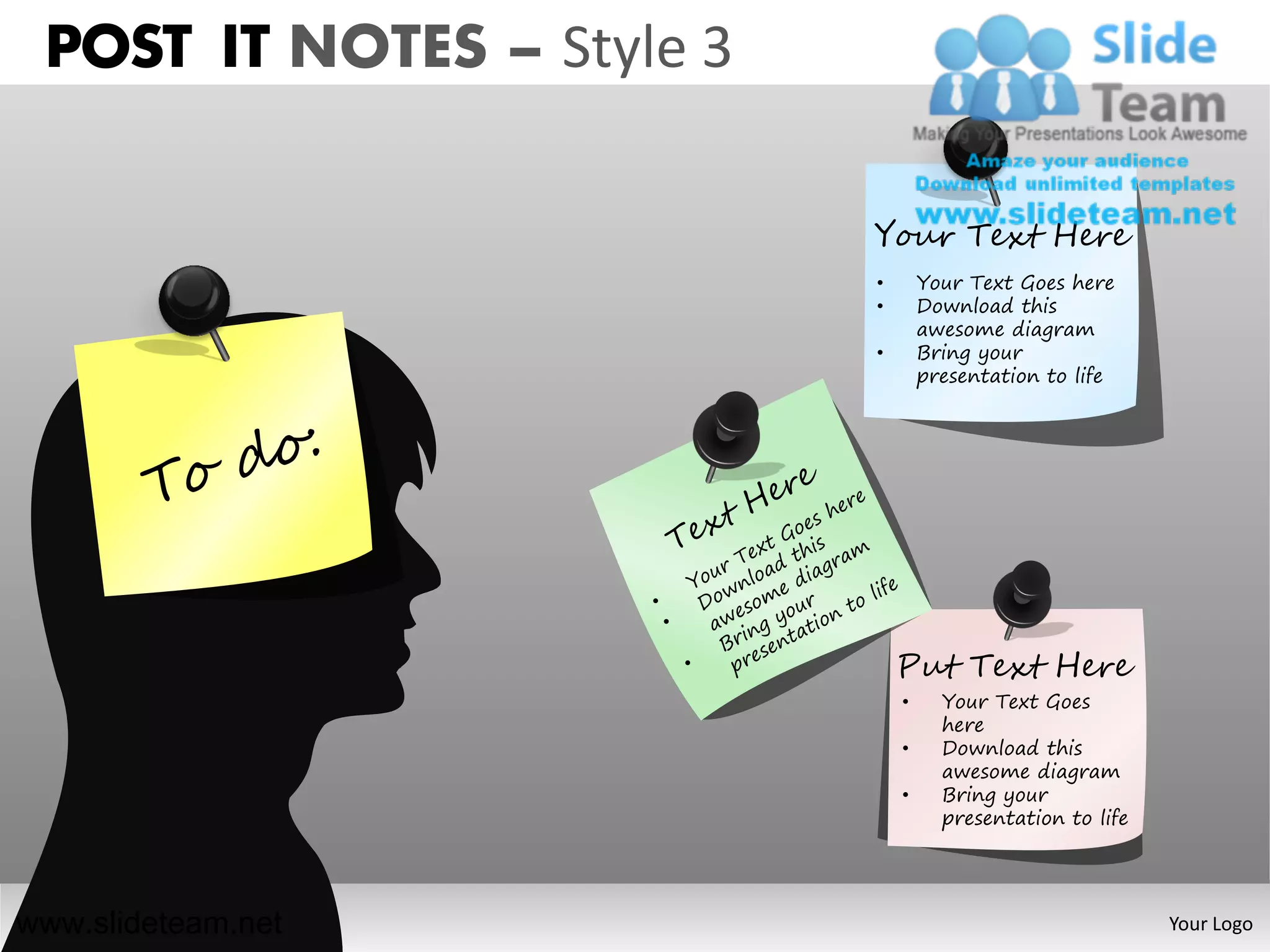 Post it notes design 3 powerpoint ppt templates. | PPT
