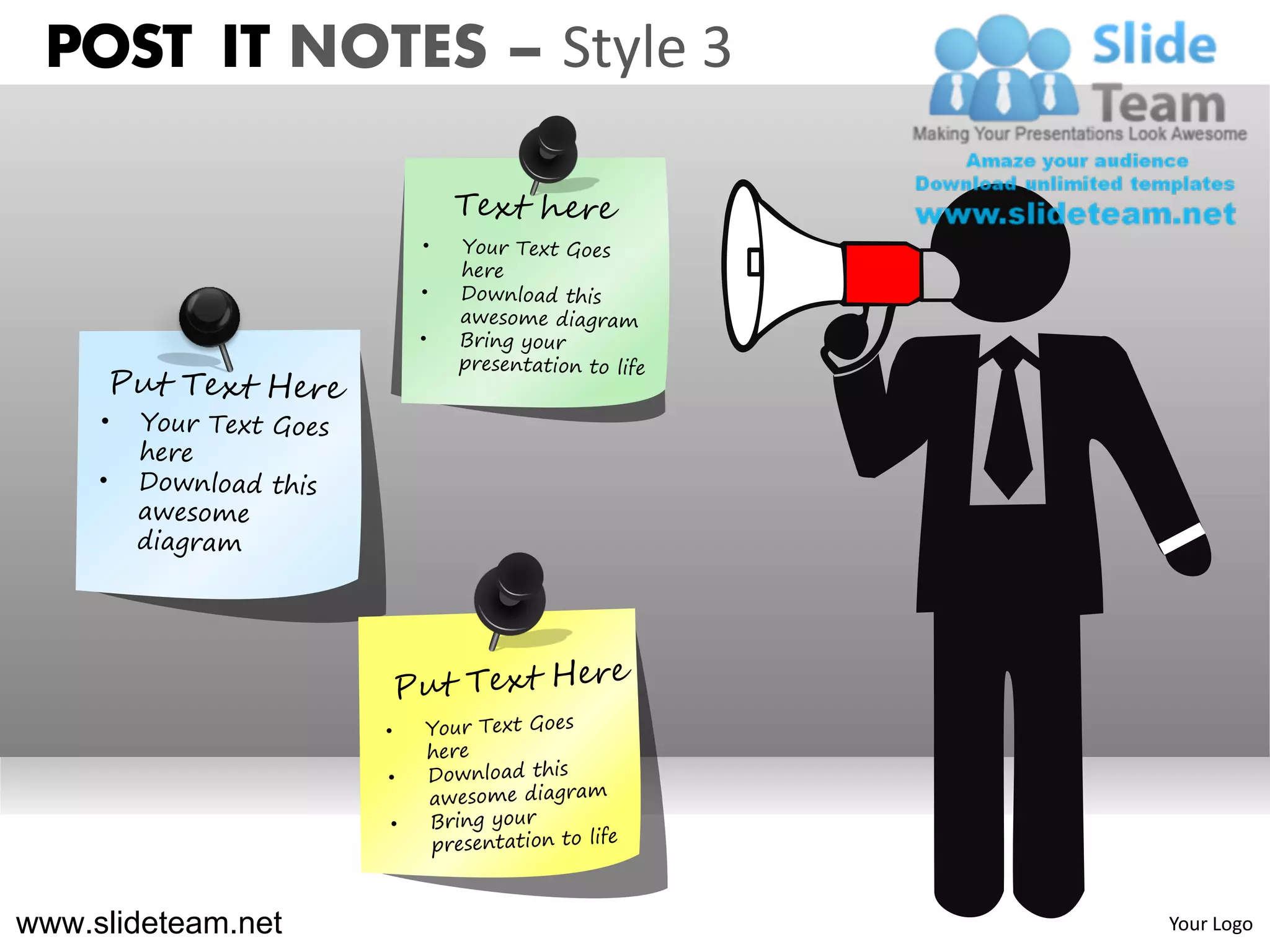 Post it notes design 3 powerpoint ppt templates. | PPT