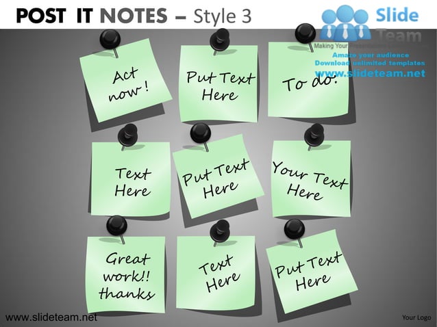 Post it notes design 3 powerpoint ppt templates. | PPT
