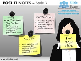 Post it notes design 3 powerpoint ppt templates. | PPT
