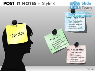 Post it notes design 3 powerpoint ppt templates. | PPT