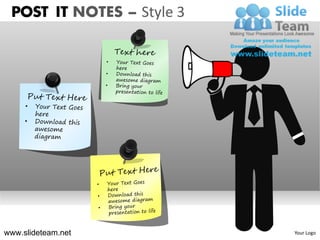 Post it notes design 3 powerpoint ppt templates. | PPT