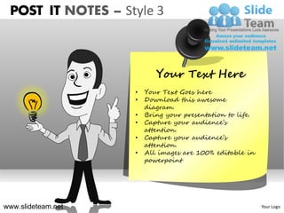 Post it notes design 3 powerpoint ppt templates. | PPT